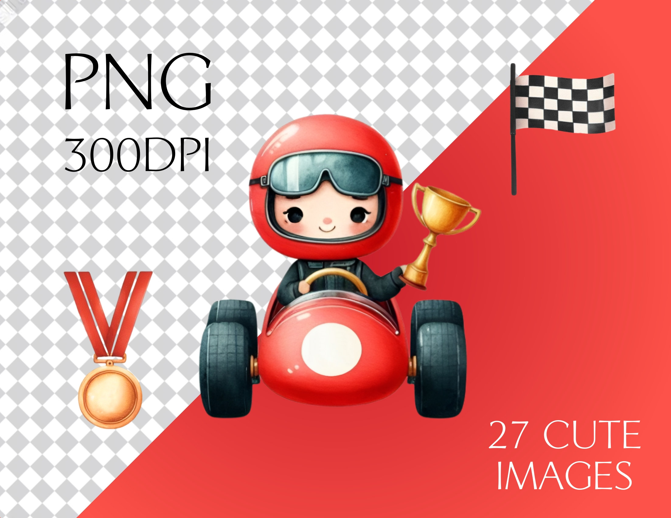 Red Little Racer Clipart Racing Cars Clip Art Watercolor Illustrations ...
