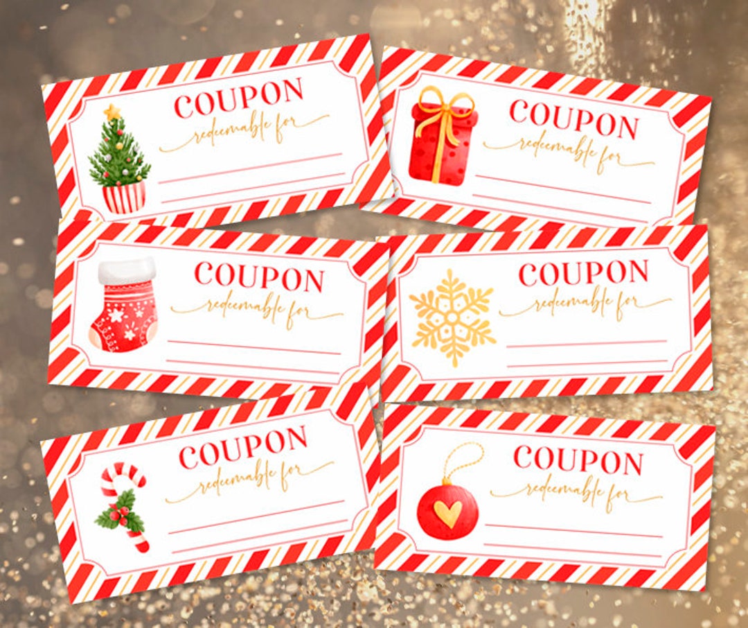 Christmas Gift Coupons, Kids Coupon Book, Cute Christmas Tree ...