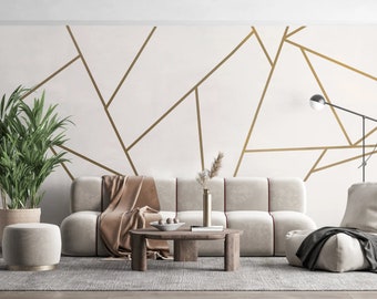 Geometric Line Wall Sticker | Peel and Stick Metallic Wall Decals - Etsy