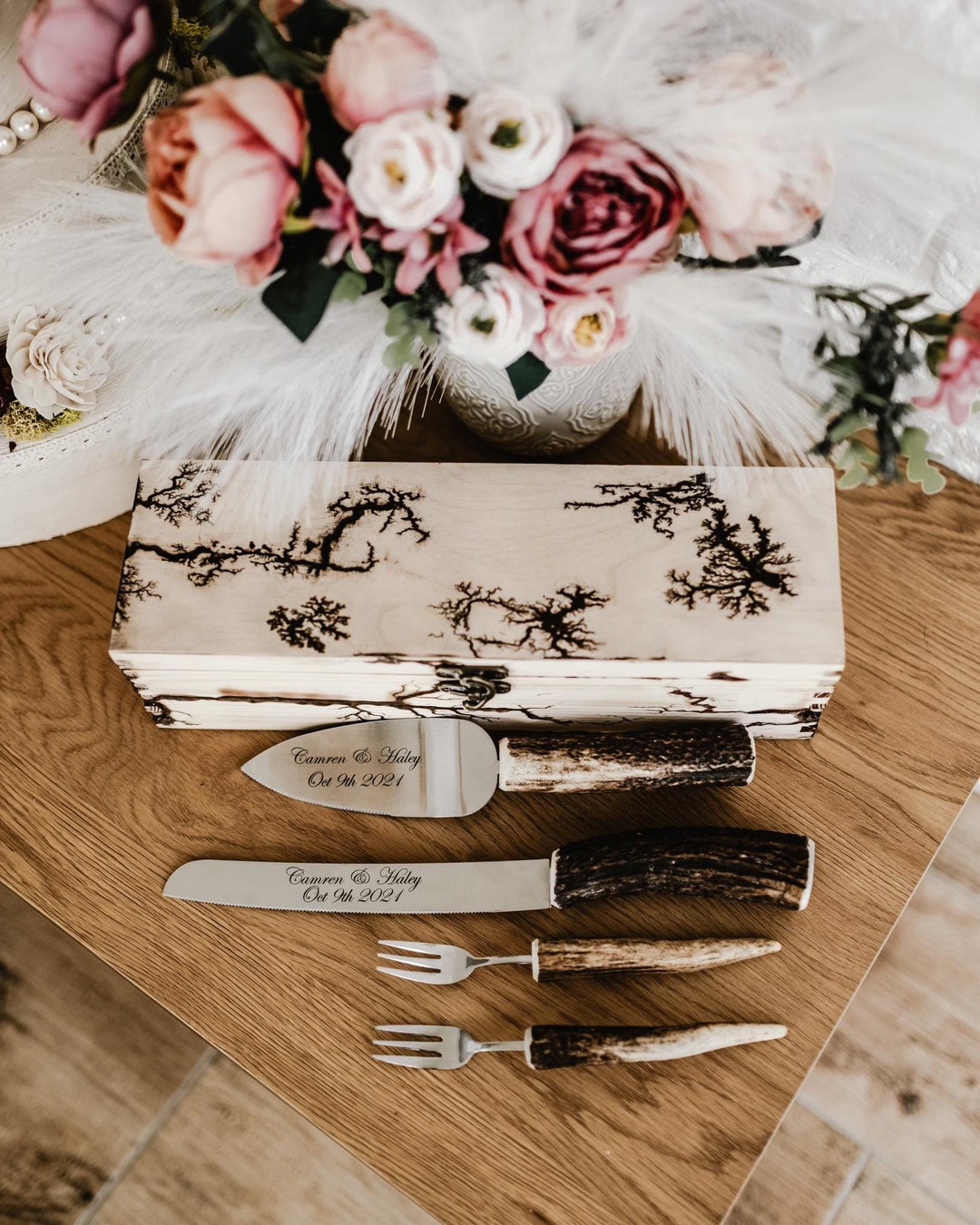 Bridal Rustic Natural Cake Server, Custom Three Wedding Cake Set ...