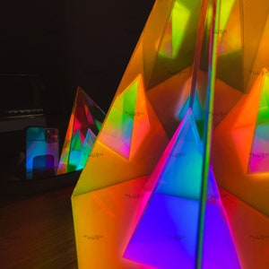 Colourful Infinity Pyramid Desk Lamp Iridescent Dichroic Color Effect ...