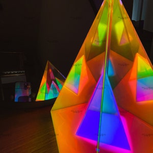 Colourful Infinity Pyramid Desk Lamp Iridescent Dichroic Color Effect ...