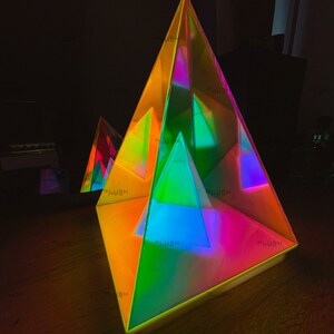 Colourful Infinity Pyramid Desk Lamp Iridescent Dichroic Color Effect ...