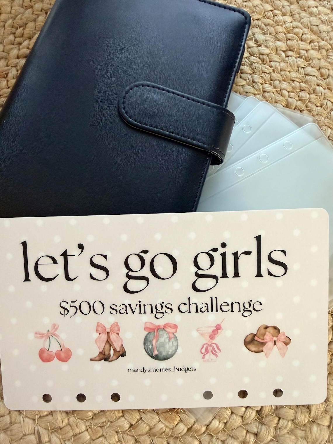Lets Go Girls 500 Savings Challenge/black A6 Binder, A6 Frosted ...