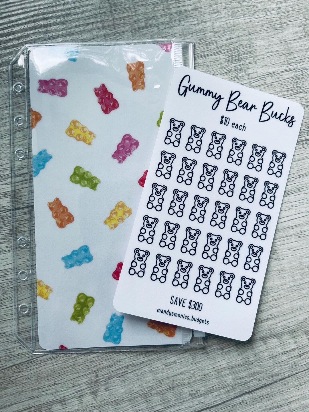 Gummy Bear Bucks Savings Challenge - Save 300 Dollars/ A6 Clear Pvc Zip ...