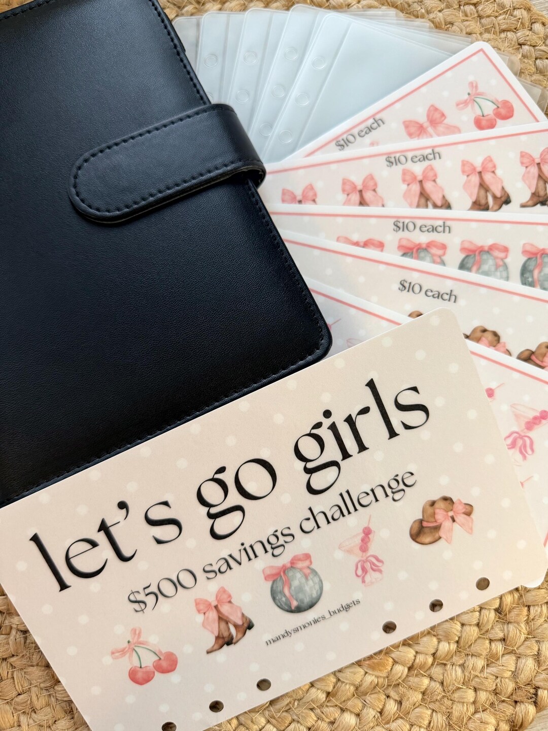 Lets Go Girls 500 Savings Challenge/black A6 Binder, A6 Frosted ...