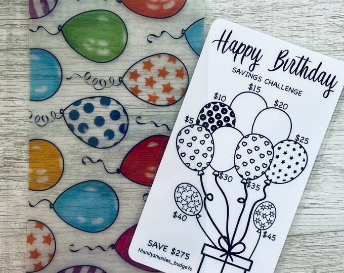 Happy Birthday Savings Challenge / A6 Frosted Vellum Cash Stuffing ...