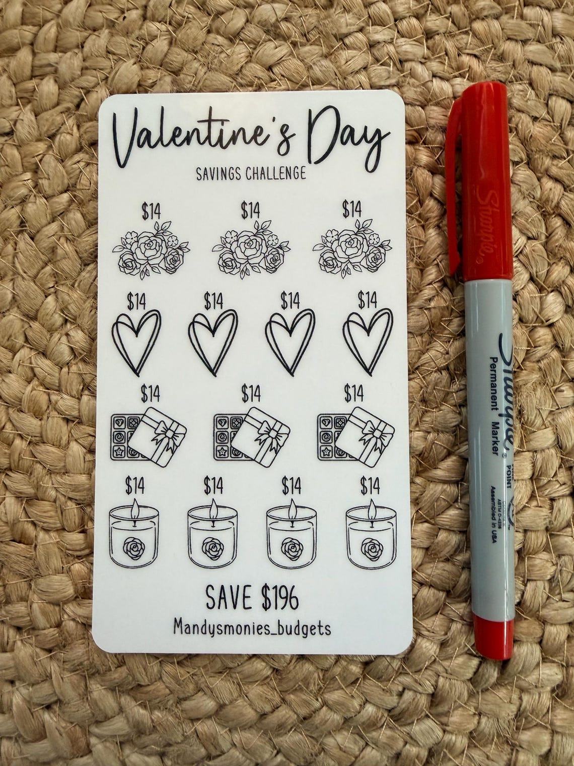 Valentines Day Savings Challenge / TRACKER ONLY/ Laminated and Reusable ...