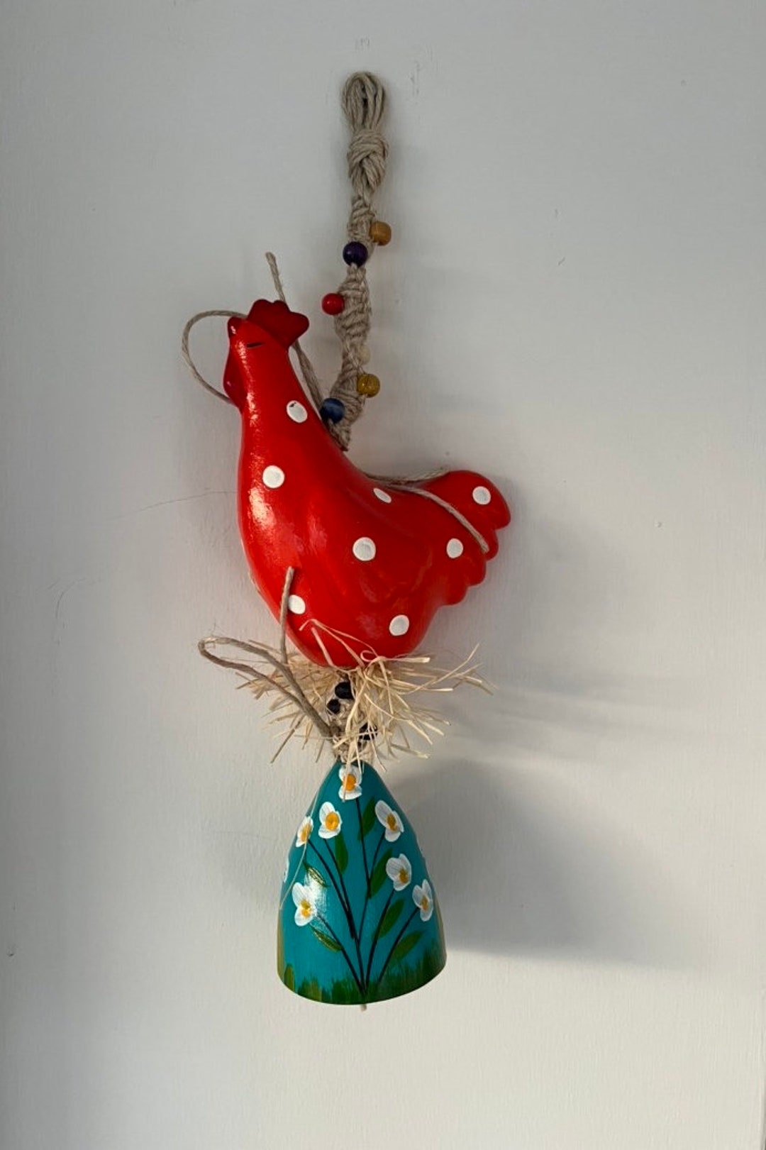 Ceramic Rooster Wind Chimes With Bell, Ceramic Painting Art, Ceiling ...