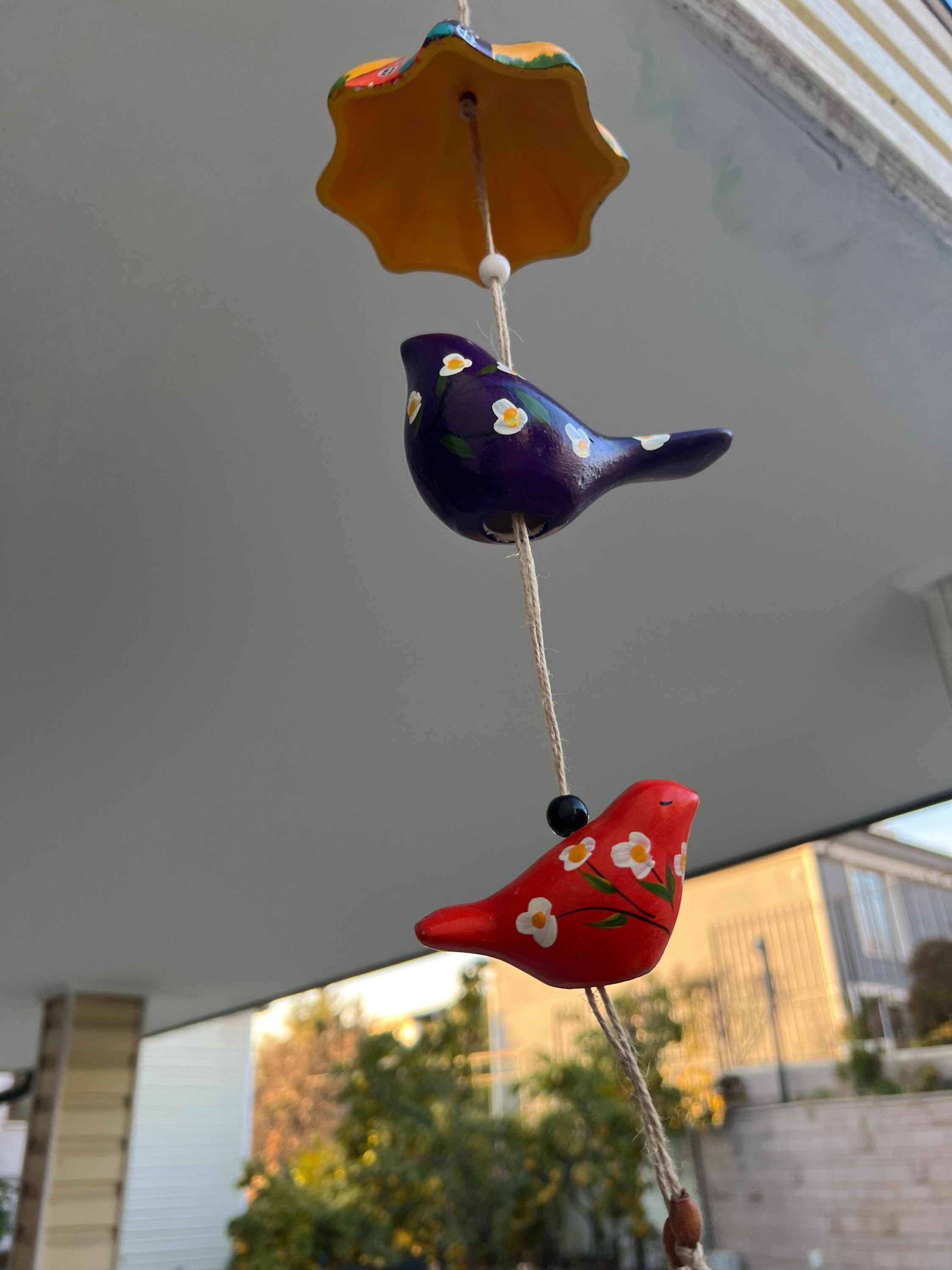 Ceramic Birds With Umbrella Ceiling Hanging - Etsy