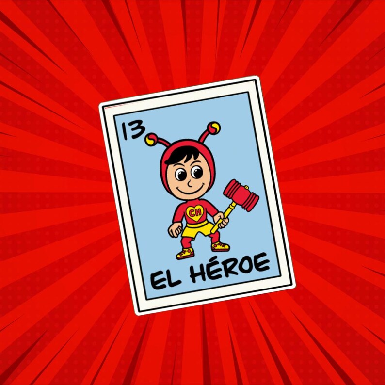 El Chapulin Colorado Loteria Card Sticker | Mexican Super Hero Sticker ...