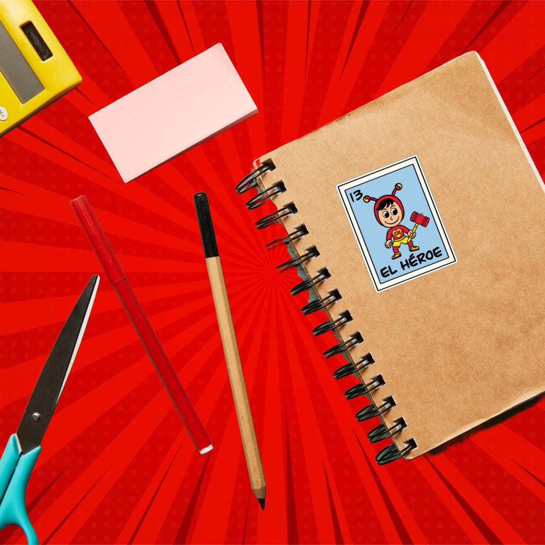 El Chapulin Colorado Loteria Card Sticker | Mexican Super Hero Sticker ...