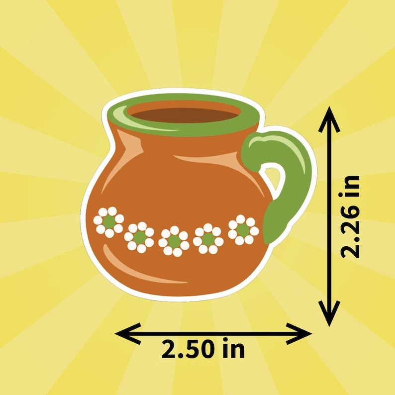 Jarrito De Barro Sticker | Mexican Pottery, Cafecito Waterproof Sticker ...