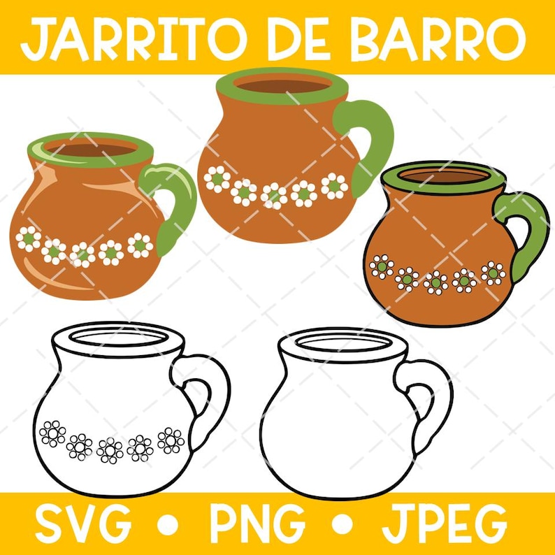 Hand-drawn Jarrito De Barro SVG, PNG & JPEG Files | Beautiful Mexican ...