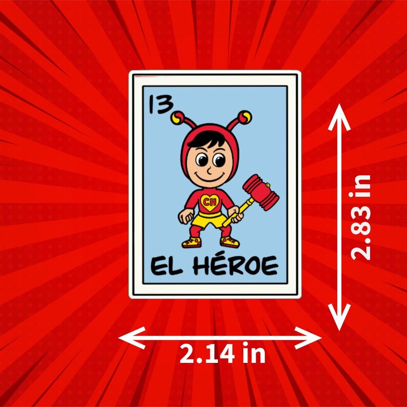 El Chapulin Colorado Loteria Card Sticker | Mexican Super Hero Sticker ...