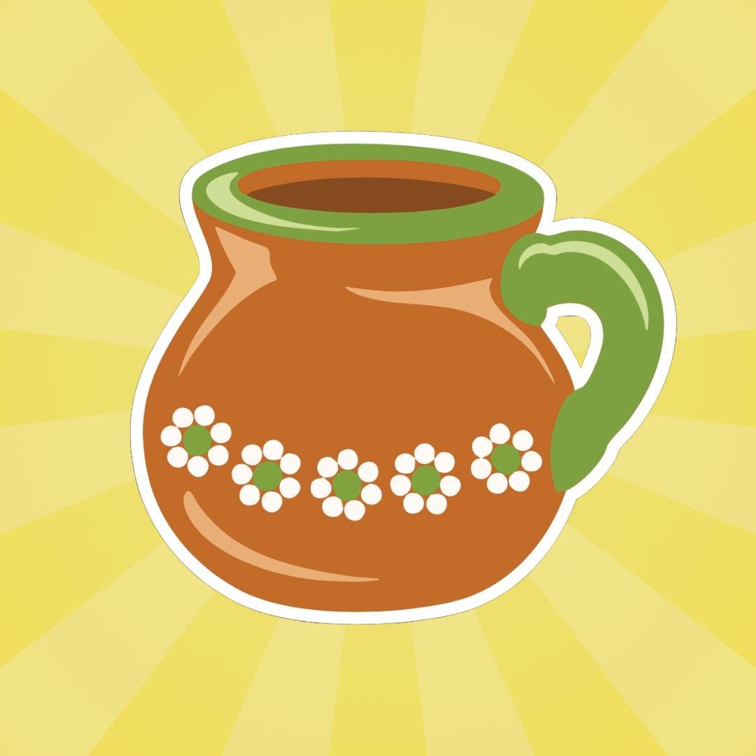 Jarrito De Barro Sticker | Mexican Pottery, Cafecito Waterproof Sticker ...