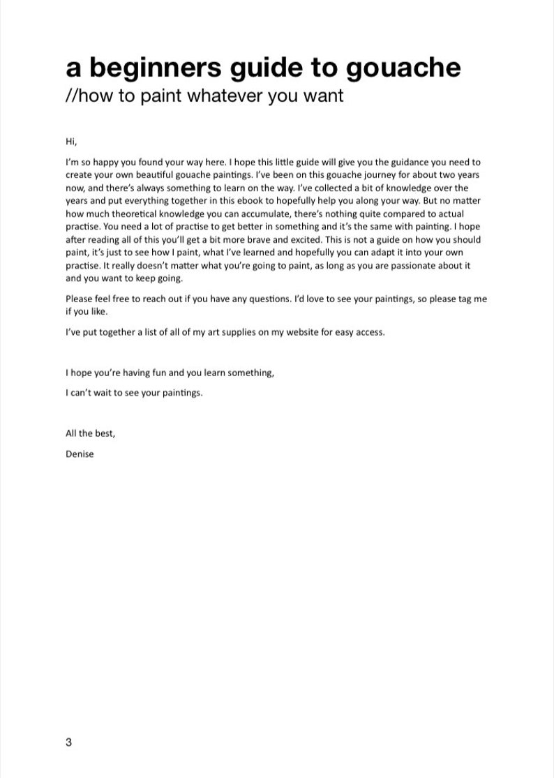 A Beginners Guide to Gouache - Ebook English - Etsy