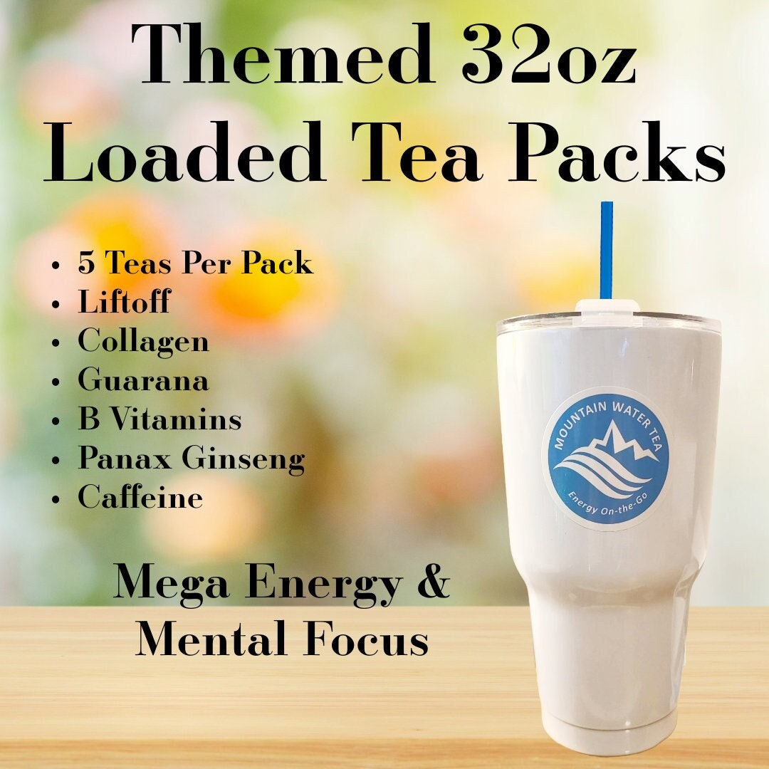 Themed 32oz Loaded Tea Packs, 5 Teas Mega Energy & Mental Focus on the ...