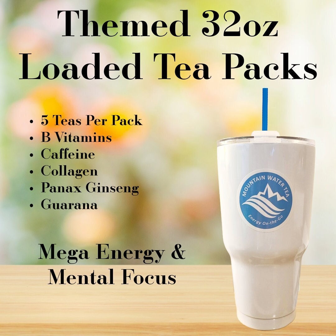 Themed 32oz Loaded Tea Packs, 5 Teas Mega Energy & Mental Focus on the ...