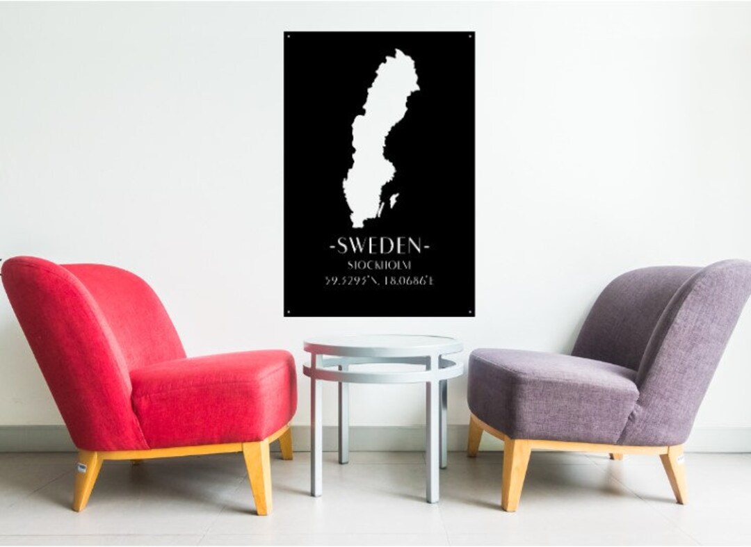 Metal Wall Décor World Map Sweden Map Themed Gift Office - Etsy