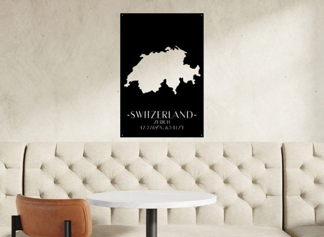 Metal Wall Décor World Map Switzerland Map Themed Gift Office - Etsy