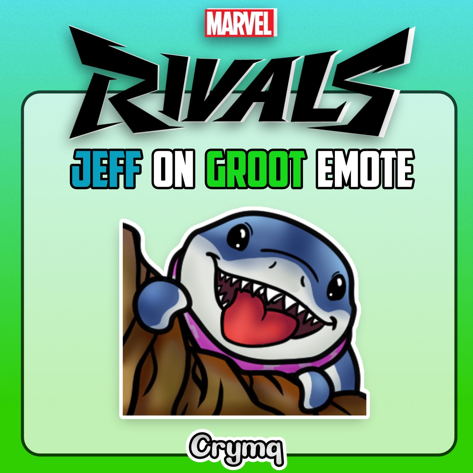Jeff Sitting on Groot Arm Emote - Cute Marvel Rivals Emote Baby Shark ...