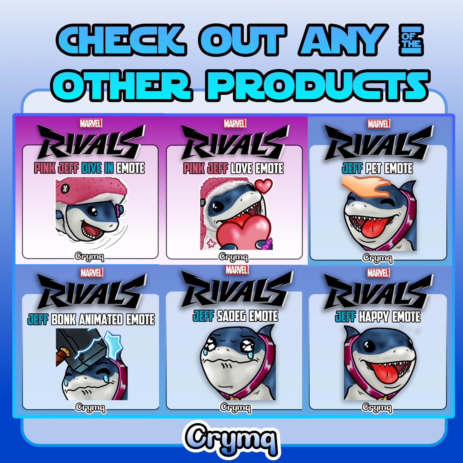 Jeff Hi Hello Emote Cute Marvel Rivals Emote Baby Shark Lovely - Etsy