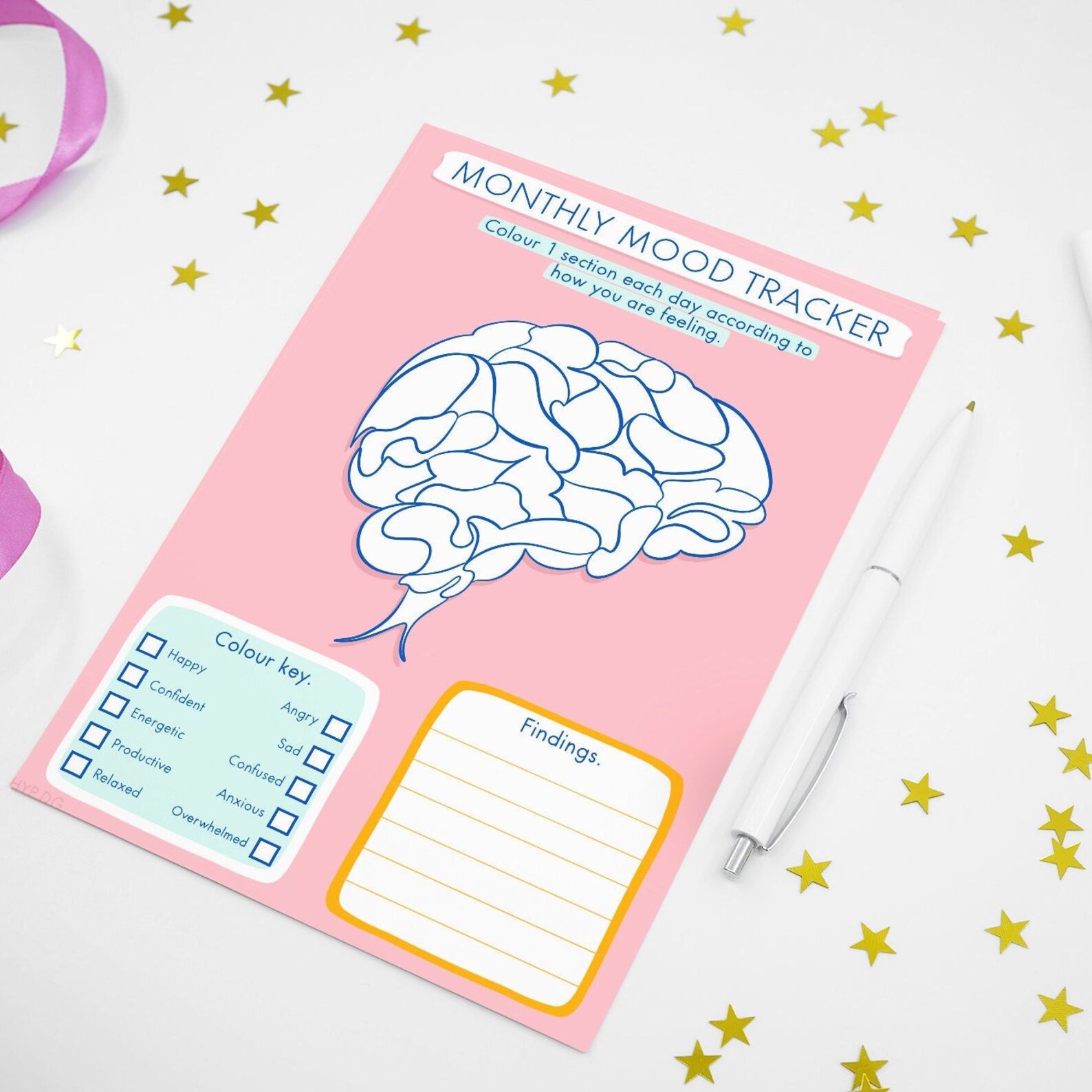 Printable Mood Tracker Colouring Page, Printable Mental Health Tracker ...