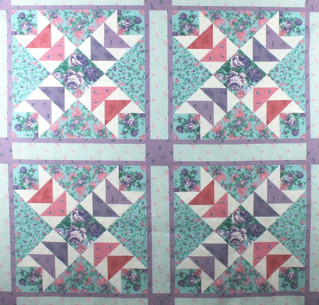 90 X 108 Cheater Quilt Top Rose Lilac Green - Etsy