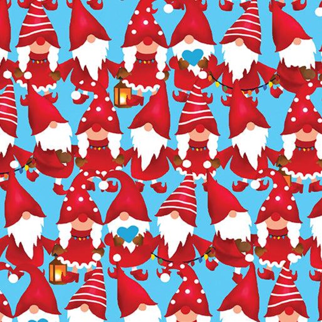 44 X 36 Chillin With My Gnomies on Sky Blue Benartex 100% Cotton ...
