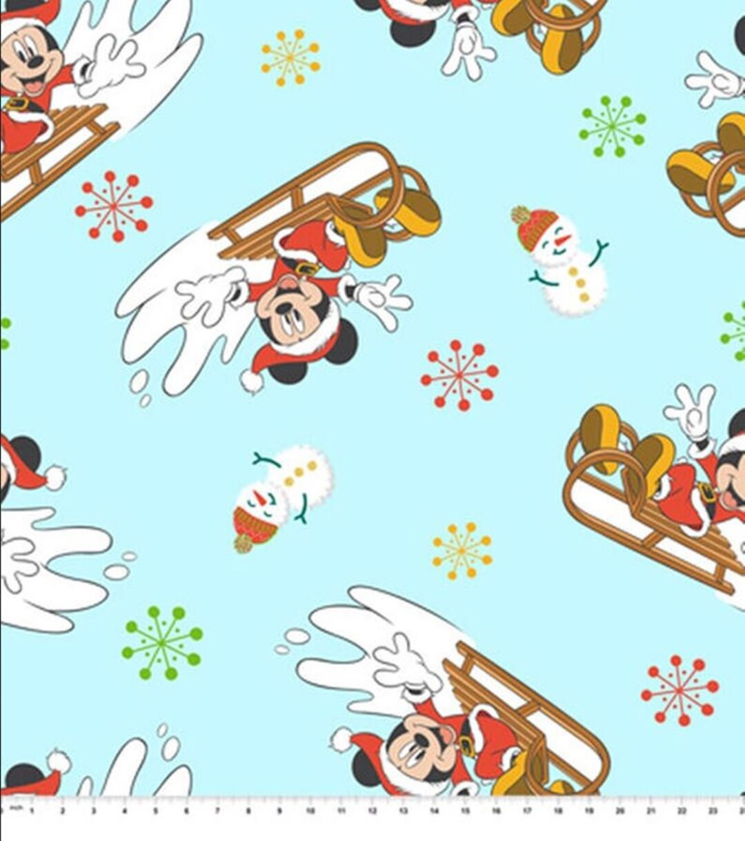 59 X 36 FLEECE Disney Mickey Mouse Sled Toss Christmas Fabric Springs ...