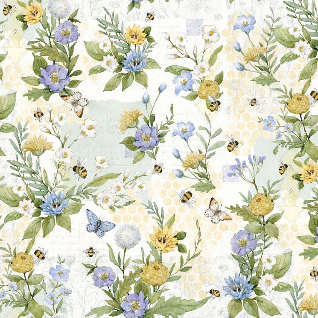 Spring Creative Sweet as Can Bee Floral 100% Cotton by the Yard Novelty ...