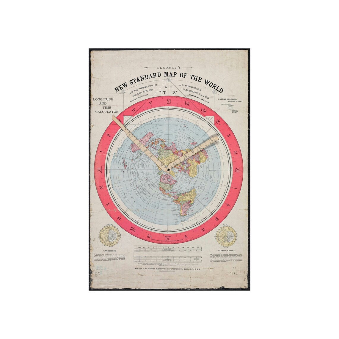 Flat Earth Map Gleason's New Standard Map of the World - Etsy