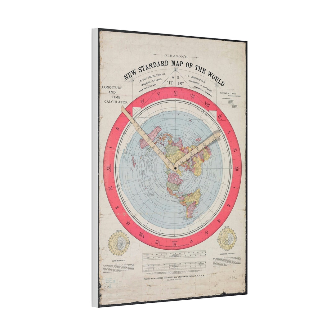 Flat Earth Map Gleason's New Standard Map of the World - Etsy