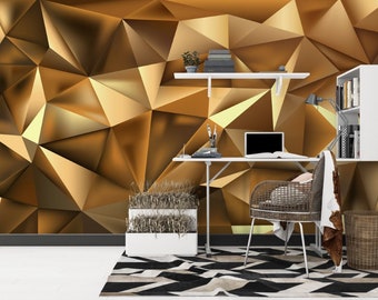 Geometric Wallpaper Gold - Etsy