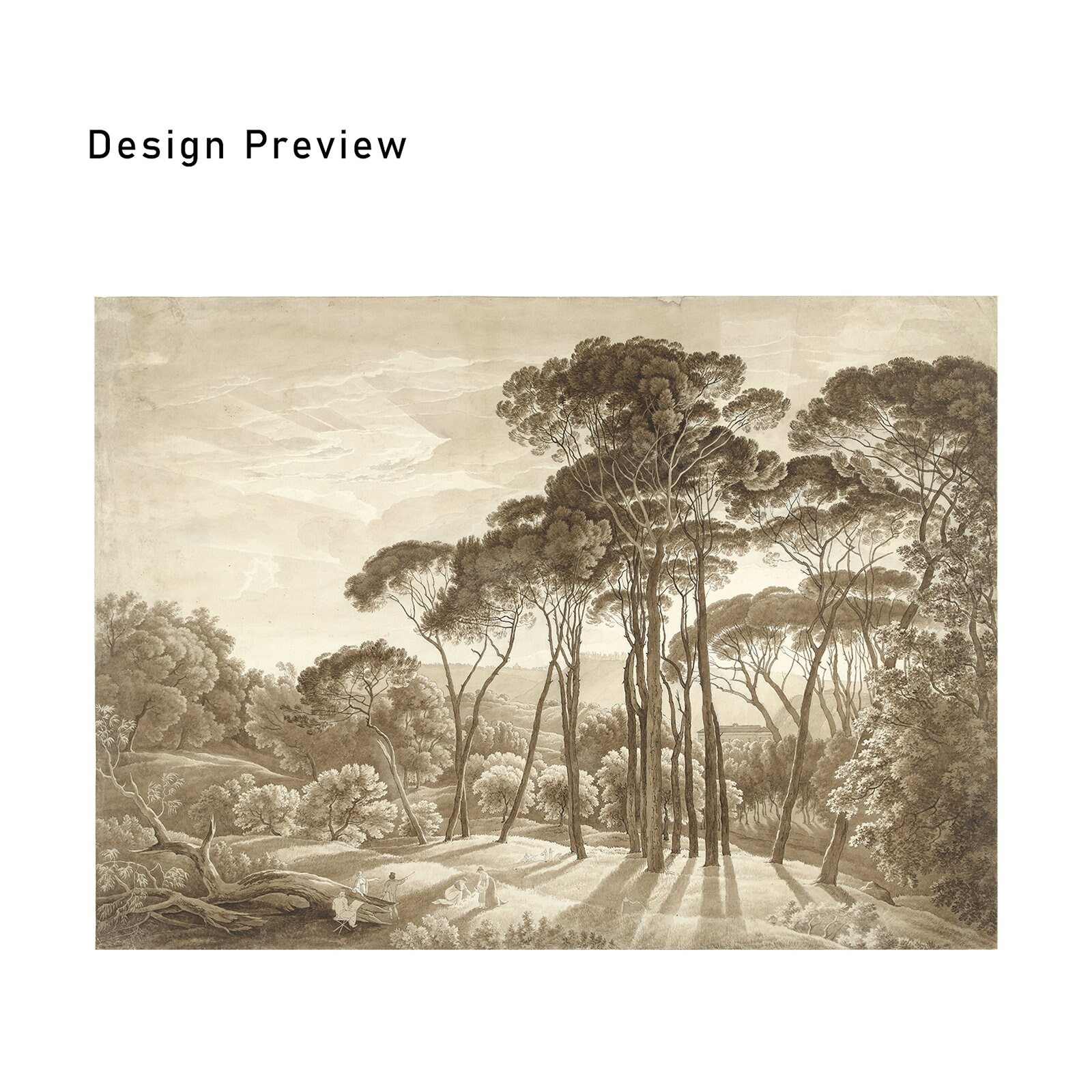 Vintage Engraved Wallpaper of Tree Scenic Tropical Landscape - Etsy