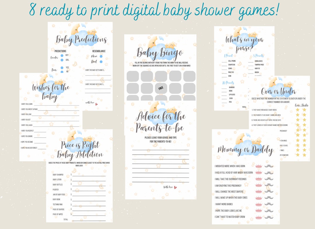 Twinkle Twinkle Little Star-baby Boy-baby Shower-games-digital Download ...