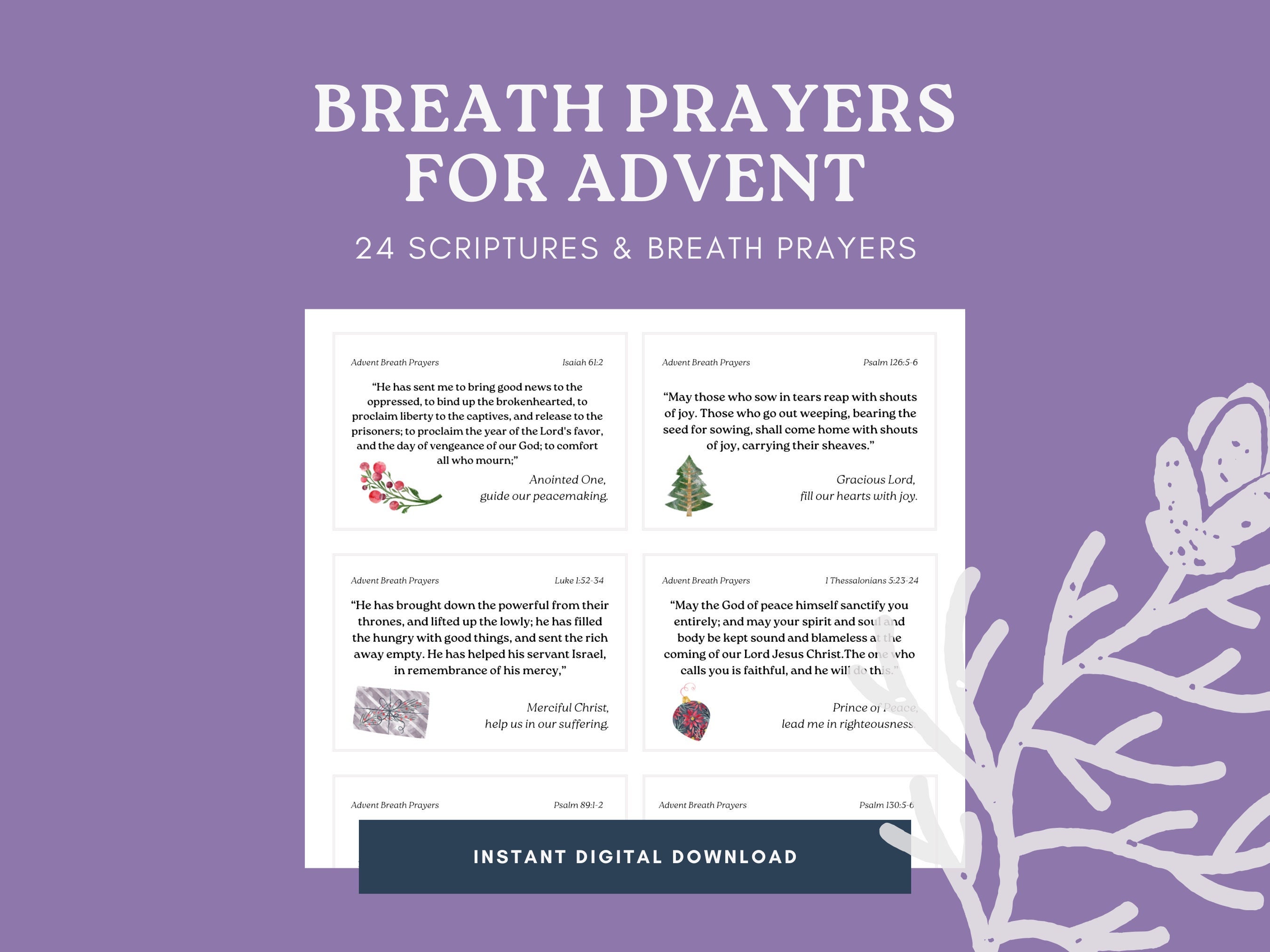 Advent Breath Prayer Cards: 24 Christian Scripture Printables (digital ...