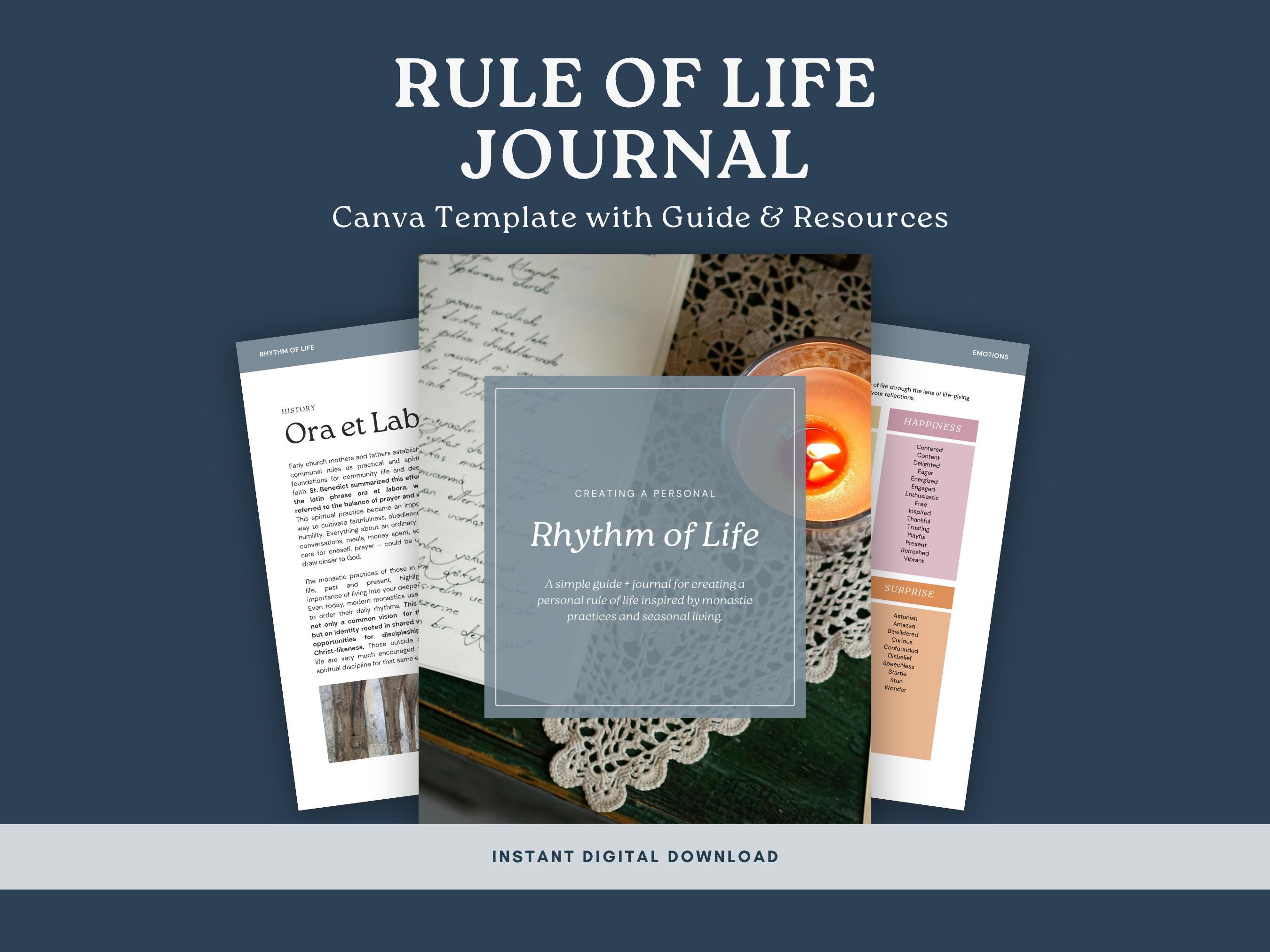 Rule of Life Journal: Rhythm Guide, Canva Template (digital Download ...