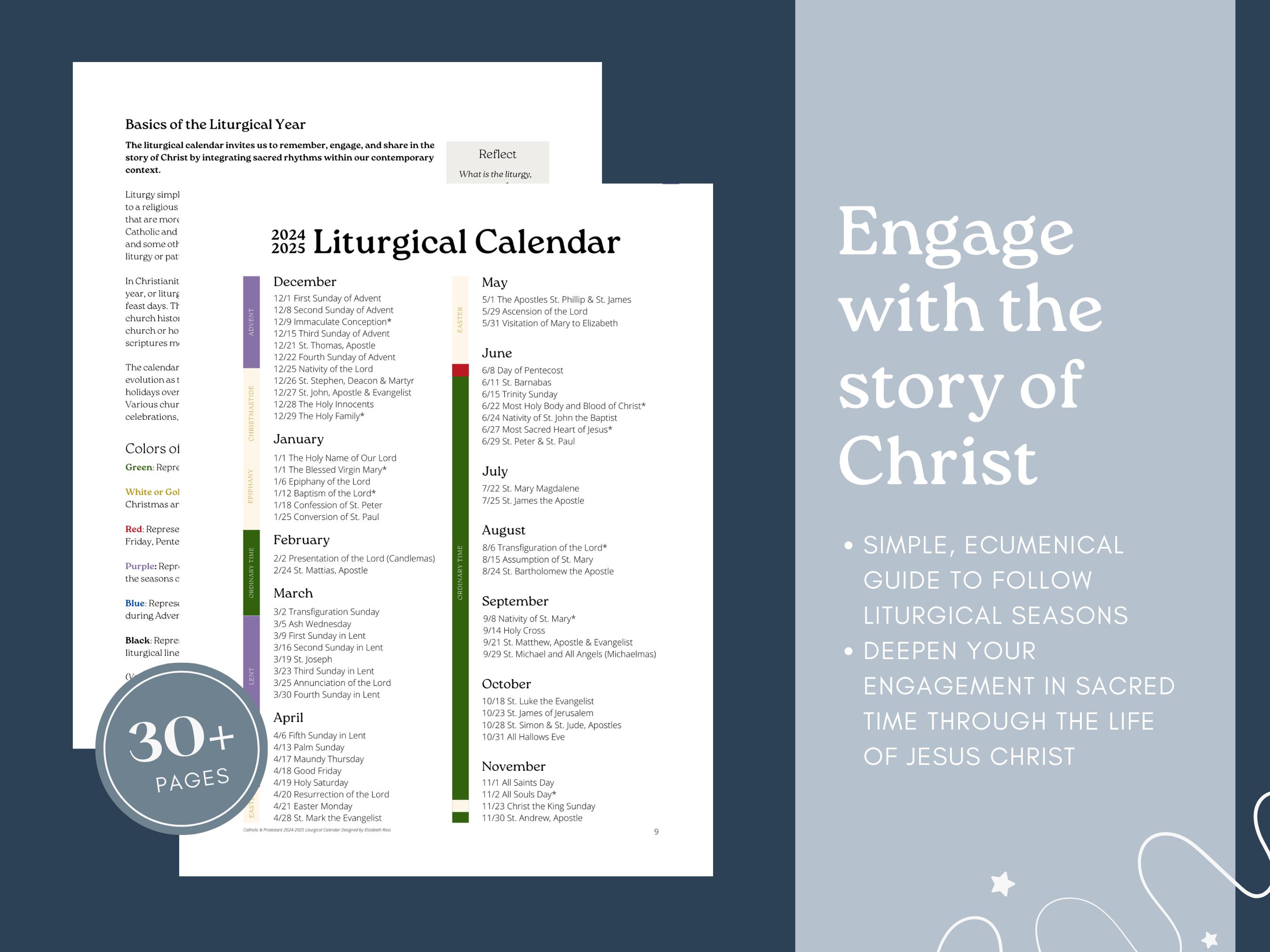 2024-25 GROUP LICENSE for Liturgical Calendar Guide | Printable Church ...
