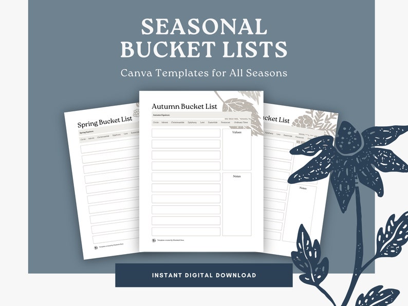 Seasonal Bucket Lists With Canva Templates | Customizable Spring Summer ...