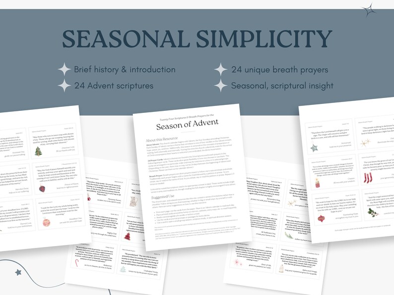 Advent Breath Prayer Cards: 24 Christian Scripture Printables (digital ...