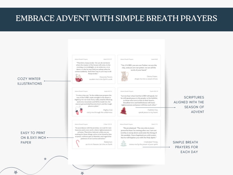 Advent Breath Prayer Cards: 24 Christian Scripture Printables (digital ...