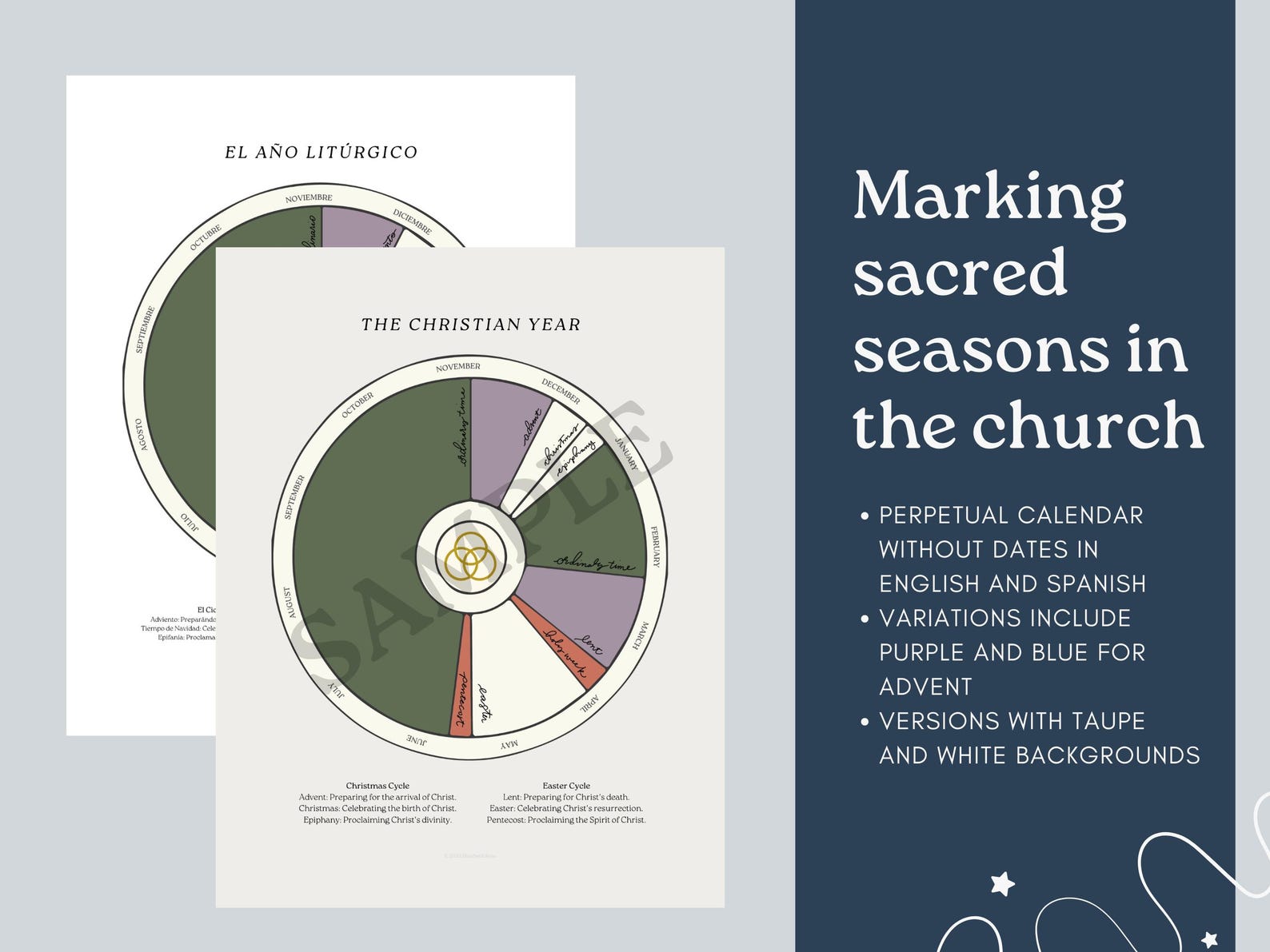 Liturgical Year Wheel: Church Calendar in English & Spanish (PDF ...