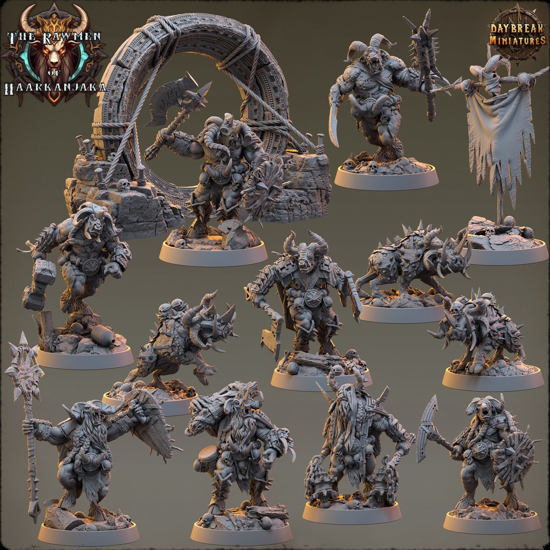 Beastmen : 13 Minotaur Miniatures, Tauros Figures, D&D Minis, RPG ...