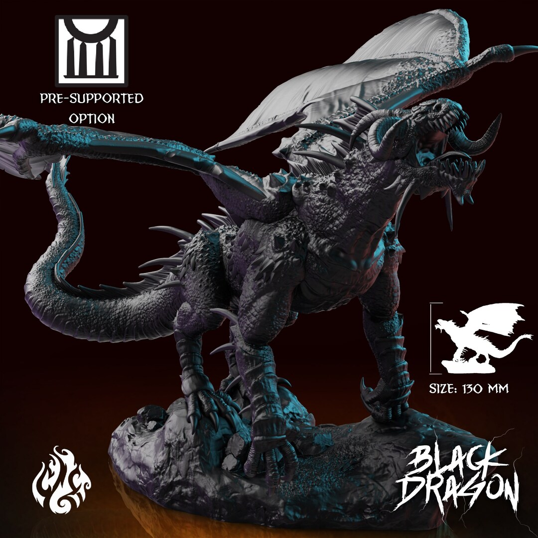 Black Dragon: Fantasy Miniature D&D, Dragon Mini, Pathfinder, TTRPG ...