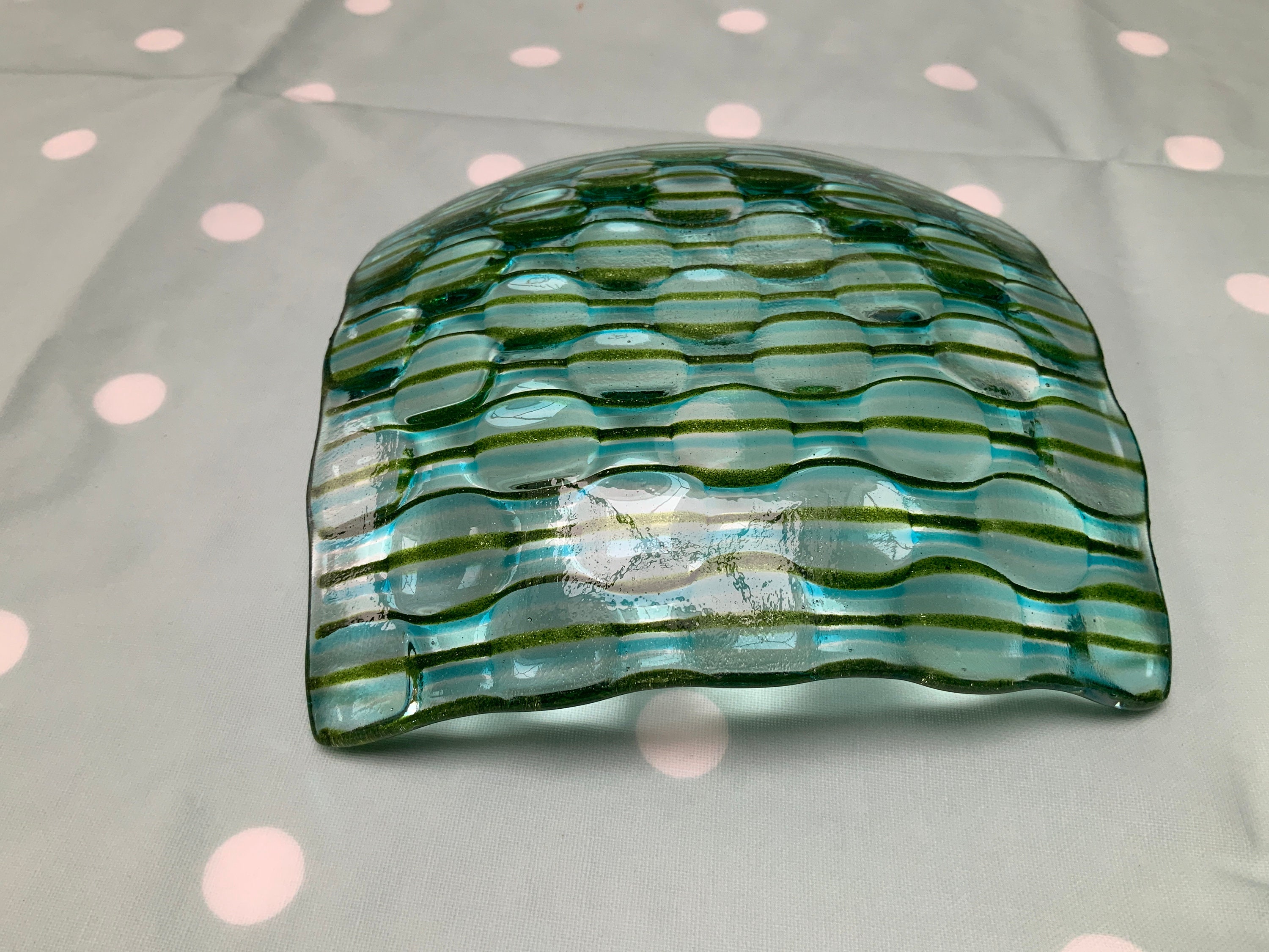 Fused Glass Optic Stringer Square Dish - Etsy