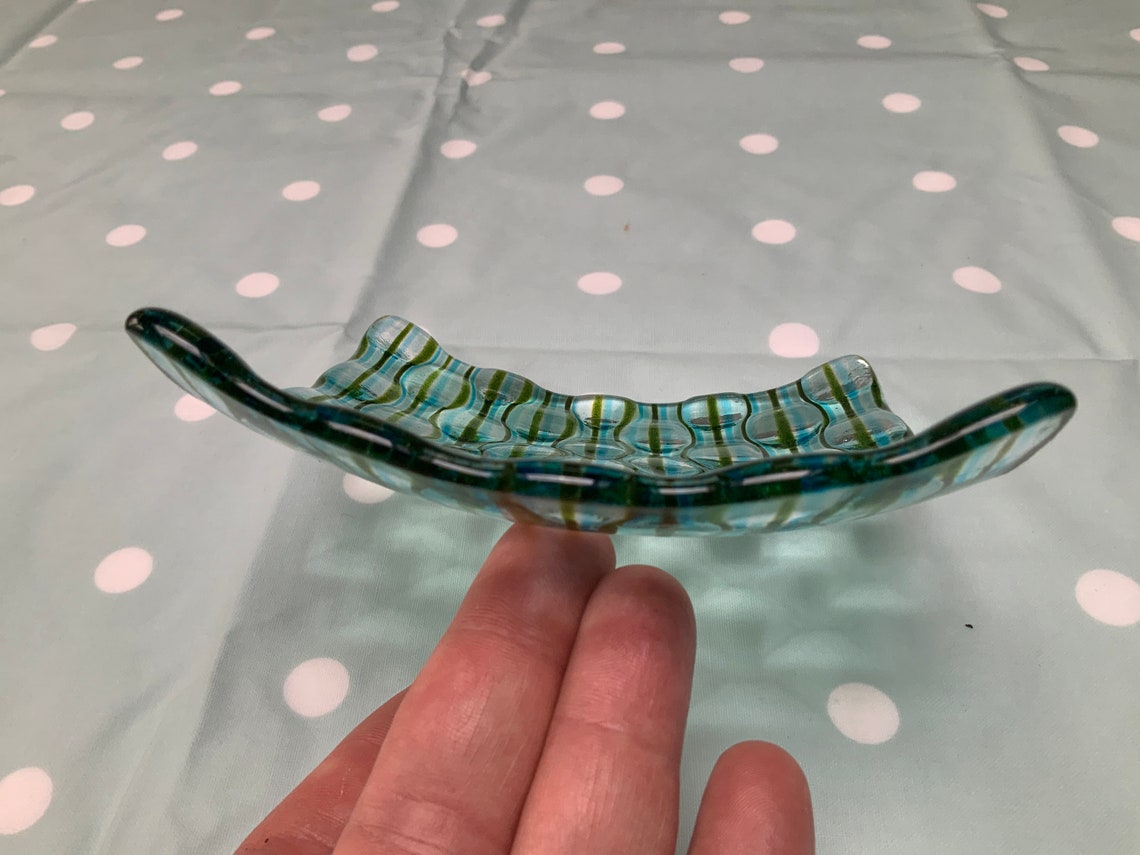 Fused Glass Optic Stringer Square Dish - Etsy