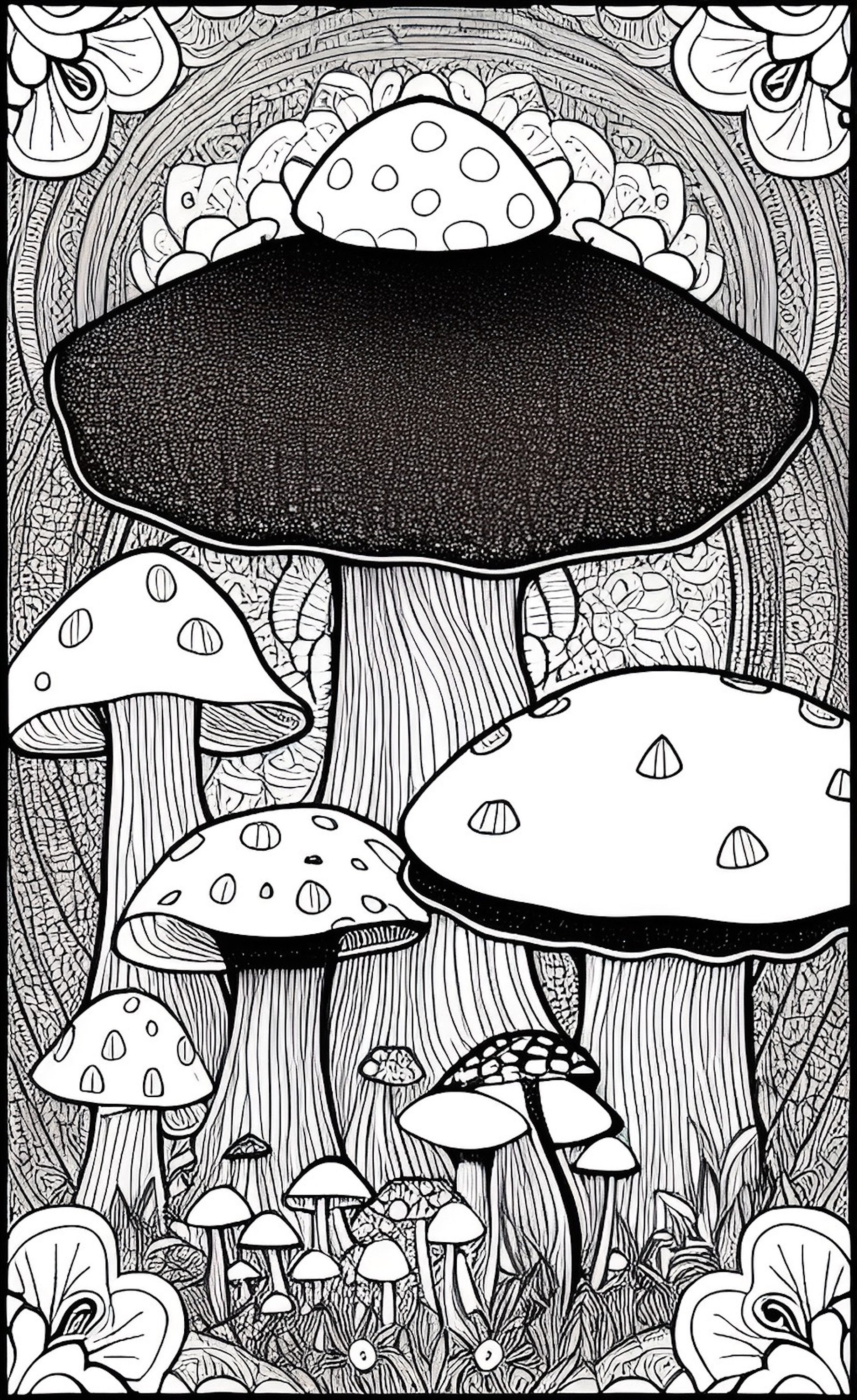 Mushroom Coloring Book, 10 Digital Coloring Book Pages, Adult Coloring ...