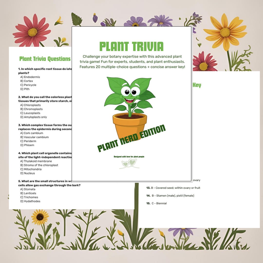 Advanced Plant Trivia Game - Digital Download – Printable Game for ...